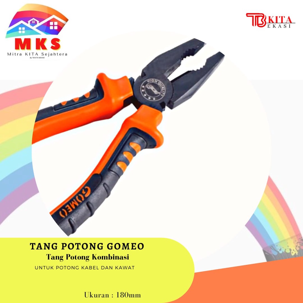 Jual TANG POTONG KOMBINASI 7 INCH GOMEO / TANG KARET GOMEO | Shopee ...