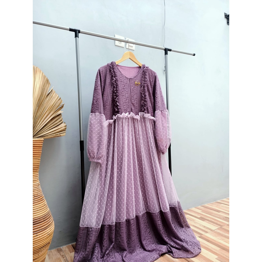 Jual GAMIS BROCADE MIX TULLE ZULFA DRESS FULL FURING / GAMIS PESTA ...