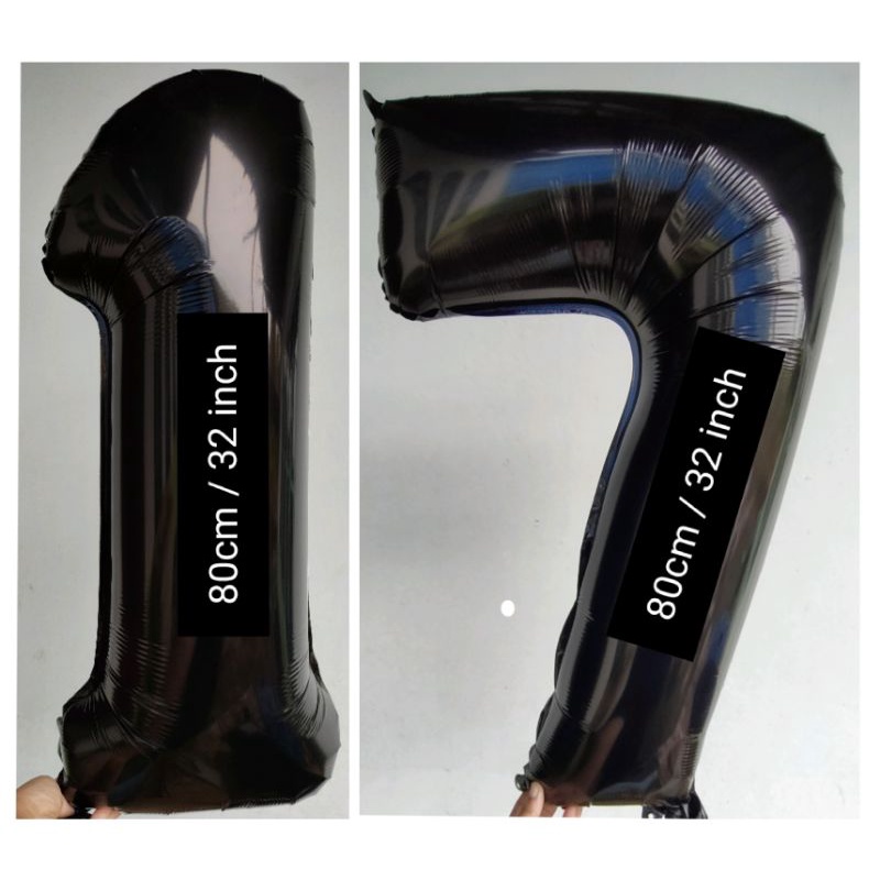 Jual Balon Foil 80 cm / 32 inch Hitam / Black, Balon Foil Angka Jumbo ...