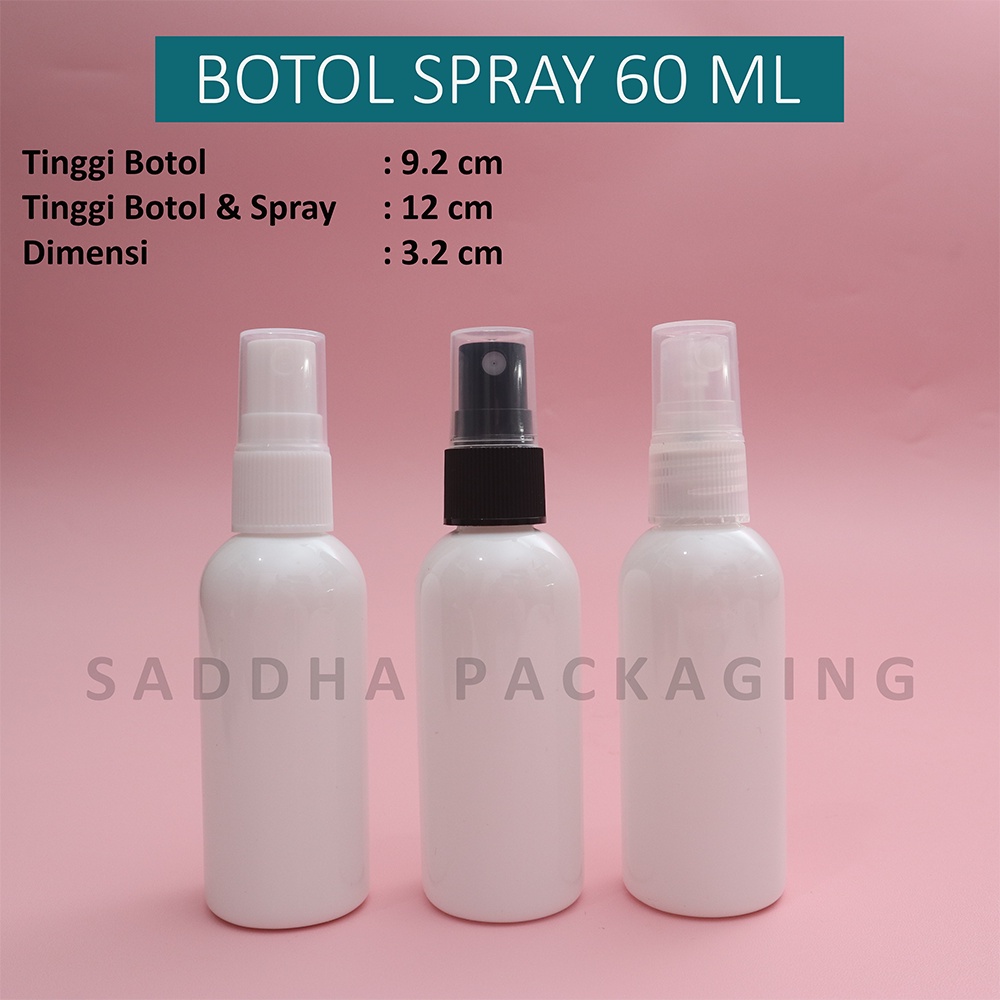 Jual Botol Spray 60ml PUTIH / Botol PET 60 ml Spray / Botol Plastik ...