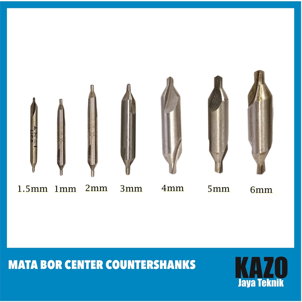 Jual Mata Bor Center Countershanks 1.5 1 2 3 4 5 6mm / Mata bor Bubut ...