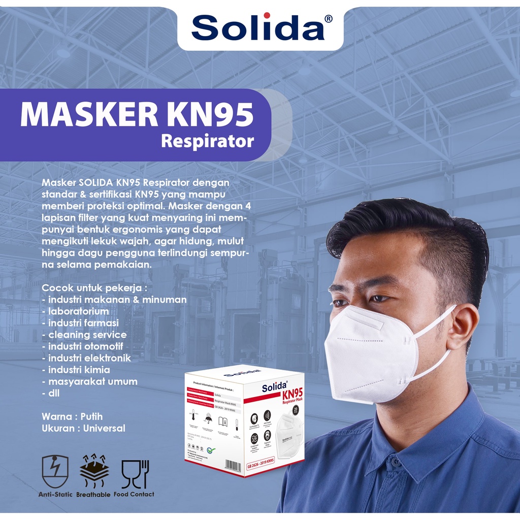 Jual Masker KN95 SOLIDA 4 Ply Earloop Putih - Box isi 20 Pcs | Shopee ...