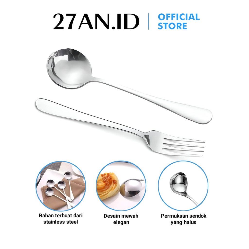 Jual Sendok Bulat dan Garpu Makan Isi 6 Pcs H447 / H448 / H452 Bahan ...