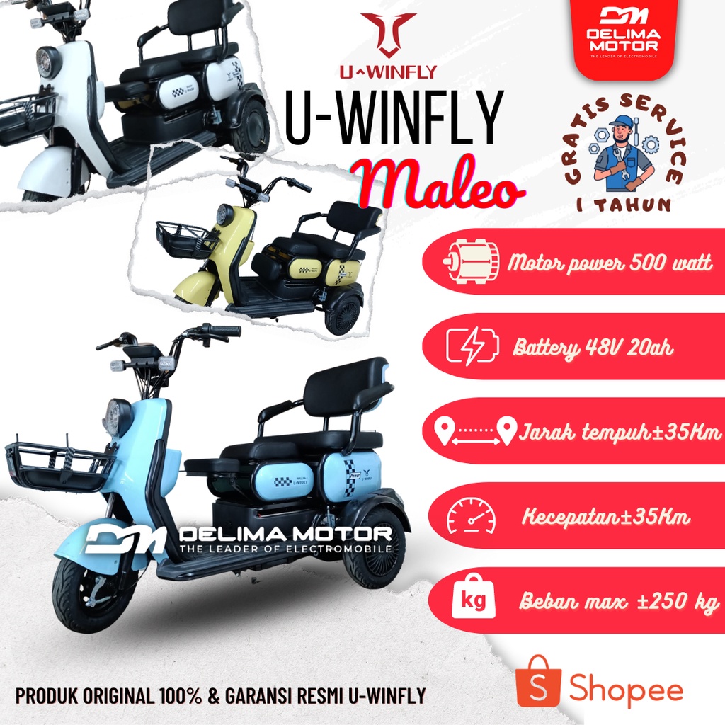 Jual SEPEDA LISTRIK UWINFLY MALEO / RODA 3 MALEO / R3 MALEO | Shopee ...