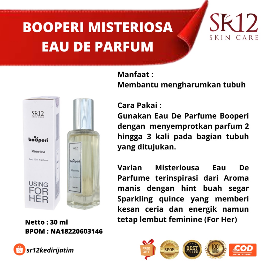 Jual Booperi Misteriosa Eau De Parfum SR12 Tahan Lama Wanita Unisex 30ml | Shopee Indonesia