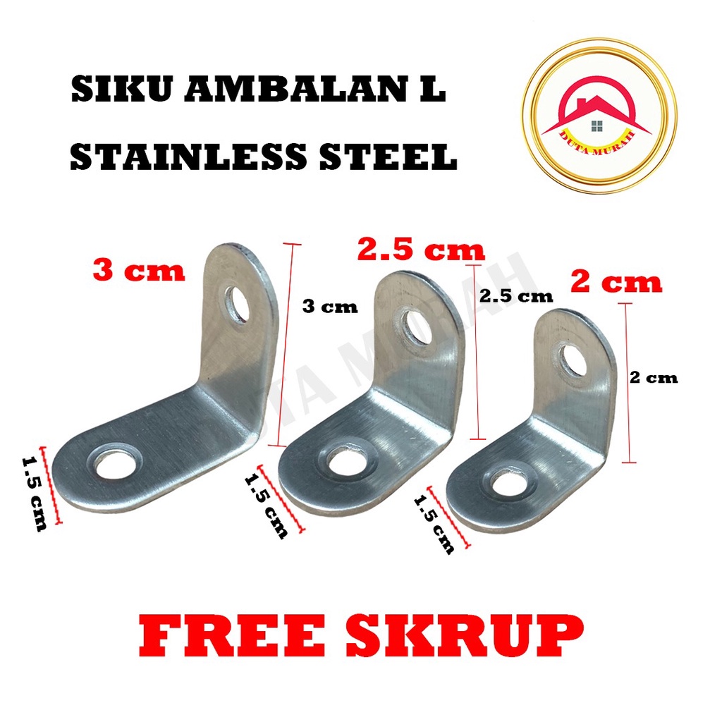 Jual Bracket Siku Ambalan L/ Siku L 1.6cm x 2.5cm x 2.5cm / 3 cm x 3 cm / 2 cm x 2 cm INV2 ...