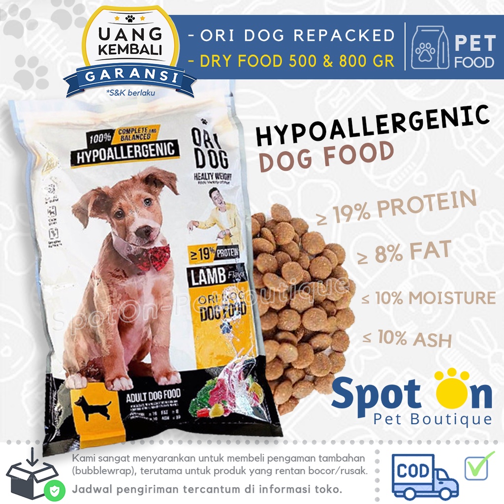 Jual Ori Dog Lamb 1kg Makanan Anjing Repack | Oridog 1 kg Makanan ...