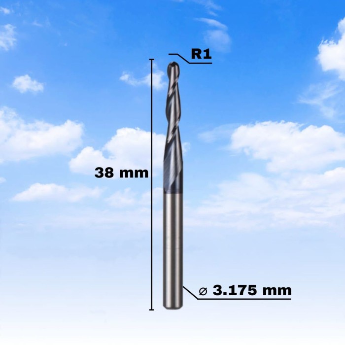 Jual Terlaris Milling Taper Ballnose Diameter 3.175 Mm R0.25 R0.5 R1 Taper Ball Nose | Shopee ...
