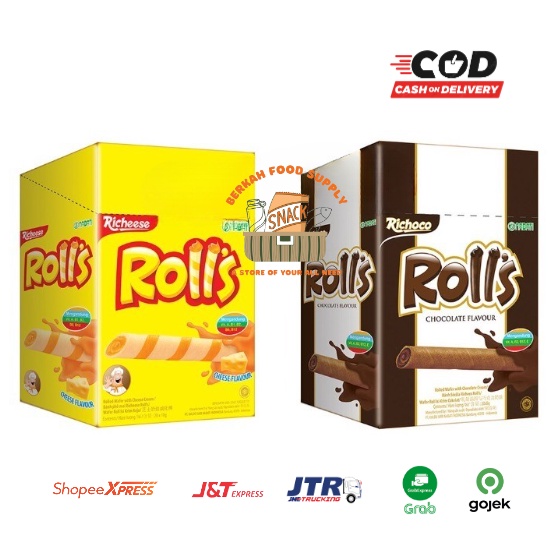 Jual ( BERKAH ) Nabati ROLLS Box 20 pcs x 8 gr Roll’s Cheese Chocolate ...