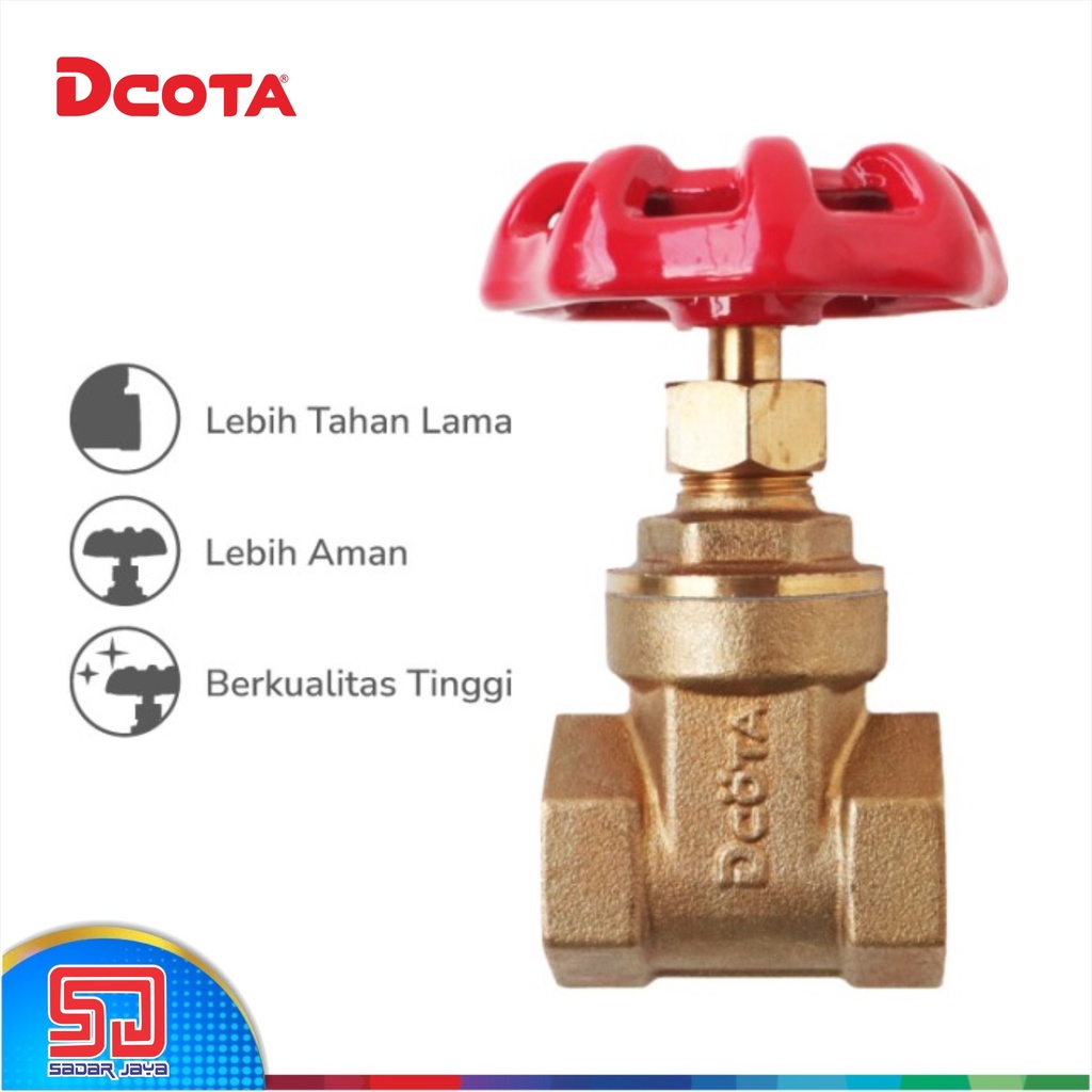 Jual DCOTA Gate Valve 1" Katup Keran PAM Stop Kran Drat Dalam Kuningan Brass PDAM Satu Inch ...
