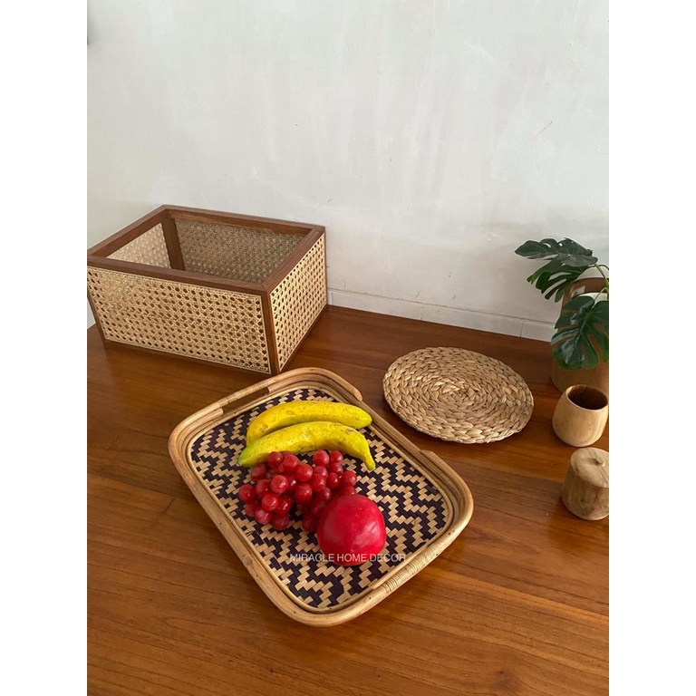 Jual Tray rotan kayu - Tatakan gelas rotan anyaman model unik | Shopee ...
