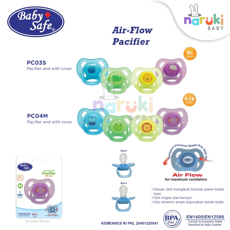 Jual Baby Safe Air Flow Pacifier Empeng Bayi Babysafe Umur 0 dan 6 ...