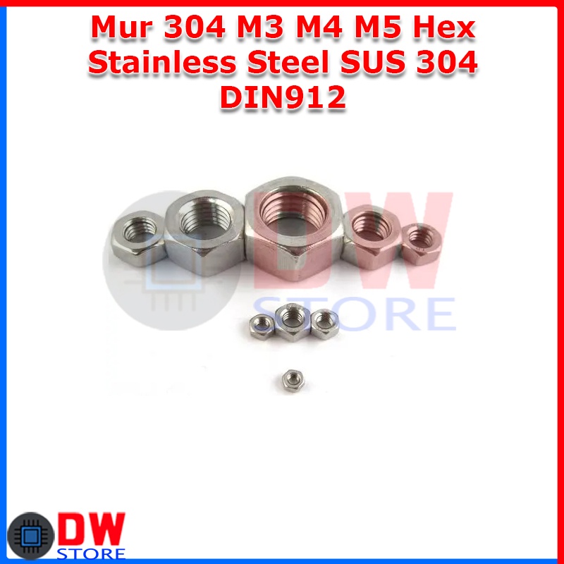 Jual Mur 304 Nut M3 M4 M5 Stainless SUS304 SS 304 Anti Karat DIN 912 ...