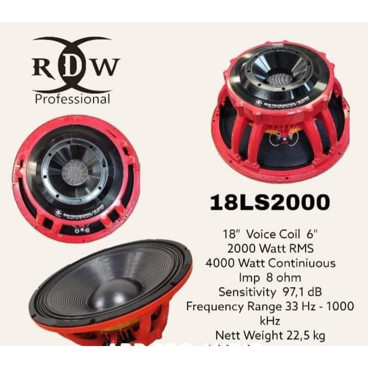 Jual Speaker Komponen RDW 18 LS 2000 / 18LS2000 / LS2000 - 18 inch ...