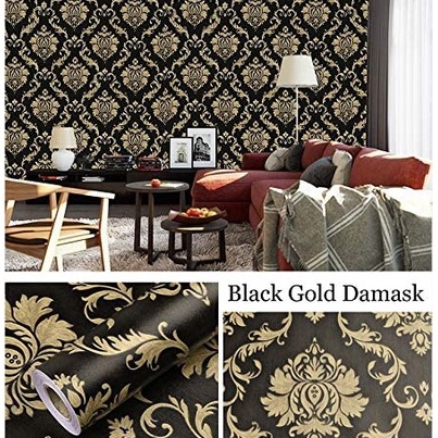 Jual Wallpaper Dinding Motif Batik Hitam Gold Panjang 8 s/d 10Meter x ...