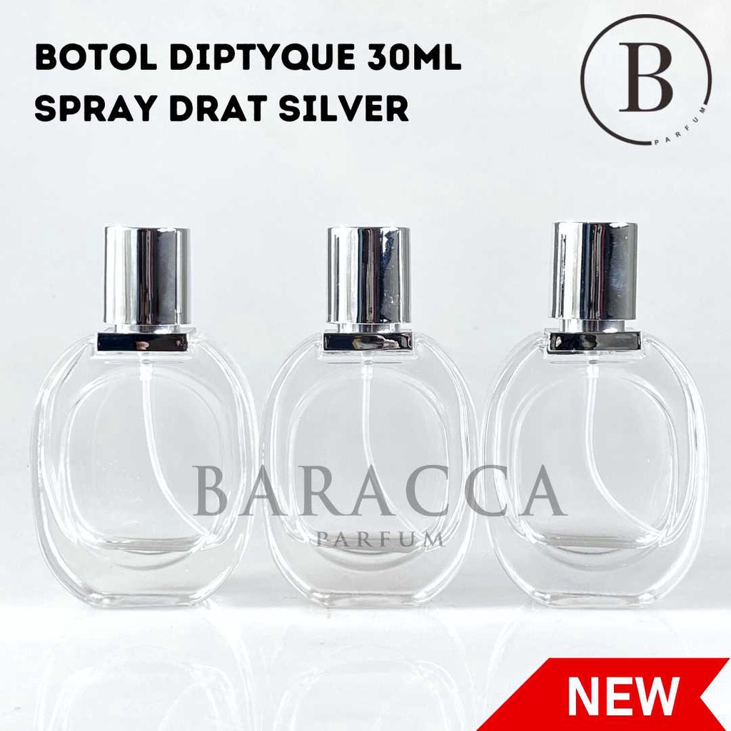 Jual Botol Parfum Diptyque 30ML Drat Silver - Botol Parfum Oval 30ML - Botol Parfum 30ML ...