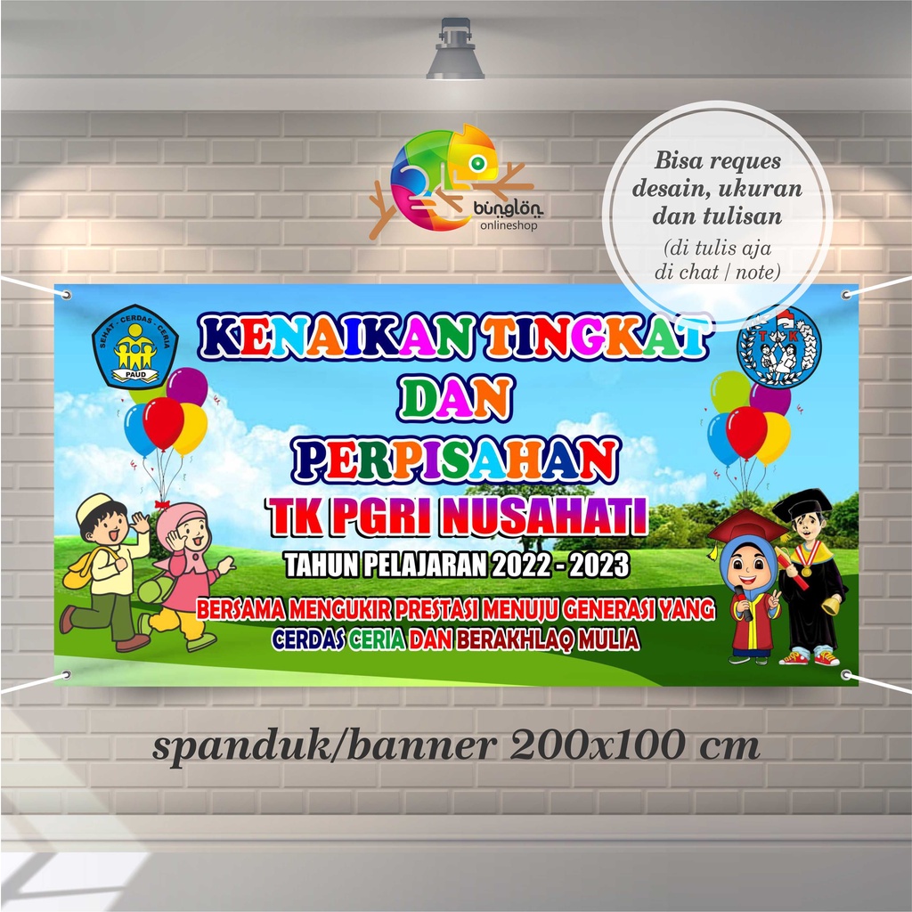 Jual Size 200x100 Cm, Spanduk Banner Kenaikan Kelas & Perpisahan PAUD ...