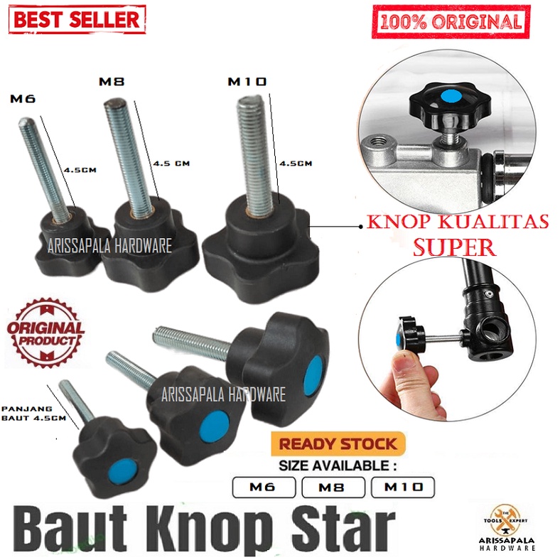 Jual Knop Star Baut Bintang Mur Knop Plus Baut Kenop Star Knob Clamping ...