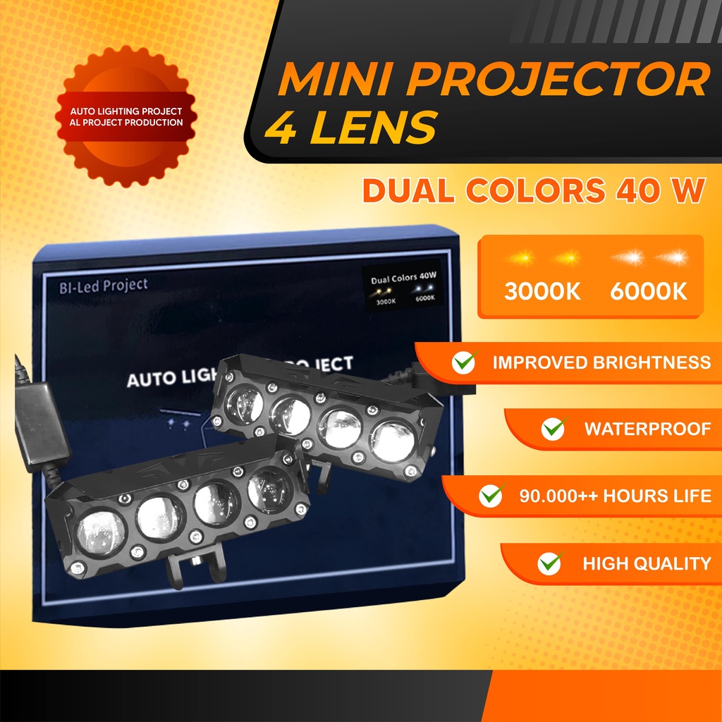 Jual Lampu Mini Projie Led Lampu tembak Laser Foglamp 4 Lens Mini ...