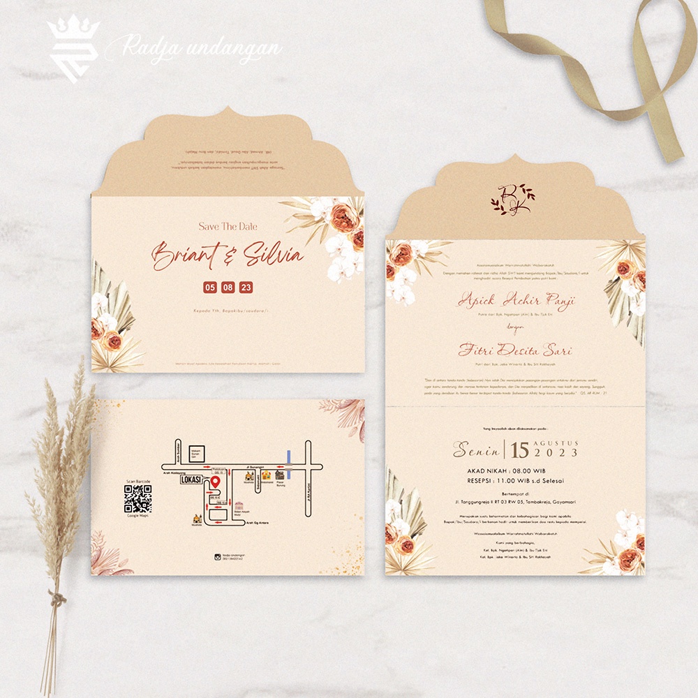 Jual Undangan pernikahan model semi amplop pola | Shopee Indonesia