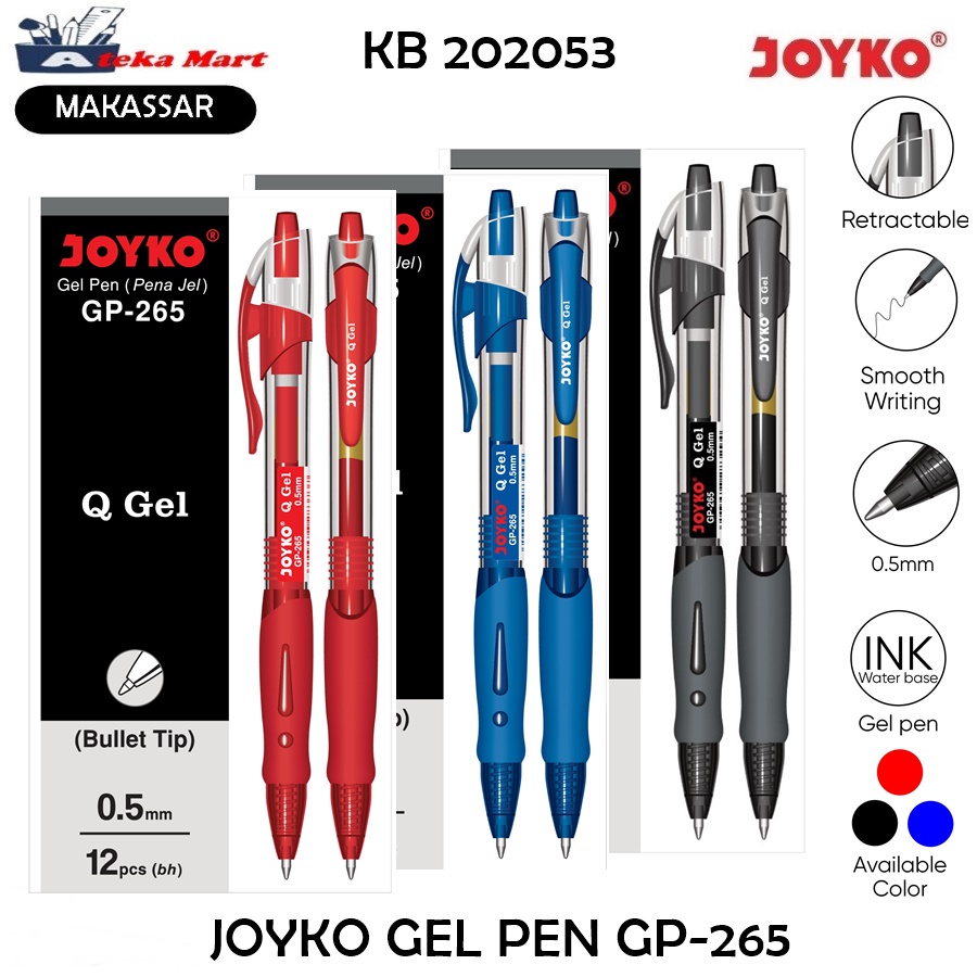 Jual [BOX/12PCS] JOYKO GEL PEN GP-265 Q GEL GP-265NT | Shopee Indonesia