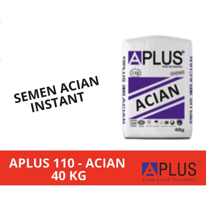 Jual SEMEN ACIAN APLUS 40 kg / MORTAR ACIAN APLUS A110 / APLUS MORTAR ...
