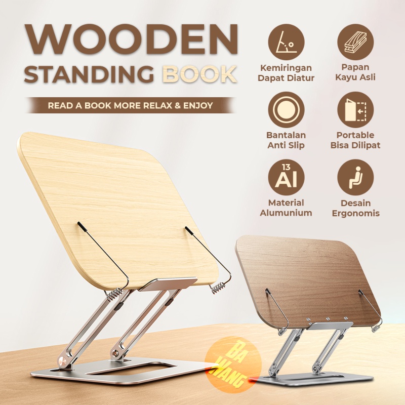 Jual Stand Standing Holder Dudukan Lipat Kayu Buku Tablet Tab iPad ...