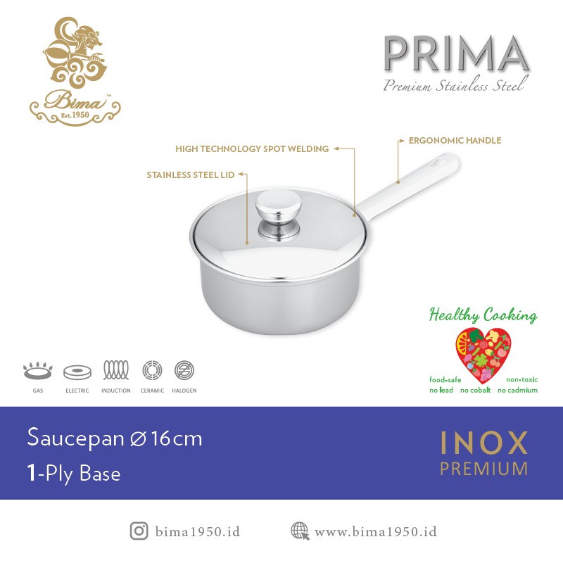 Jual Panci Bima Prima Series Saucepan Panci 16Cm B2007116 Sauce pan ...