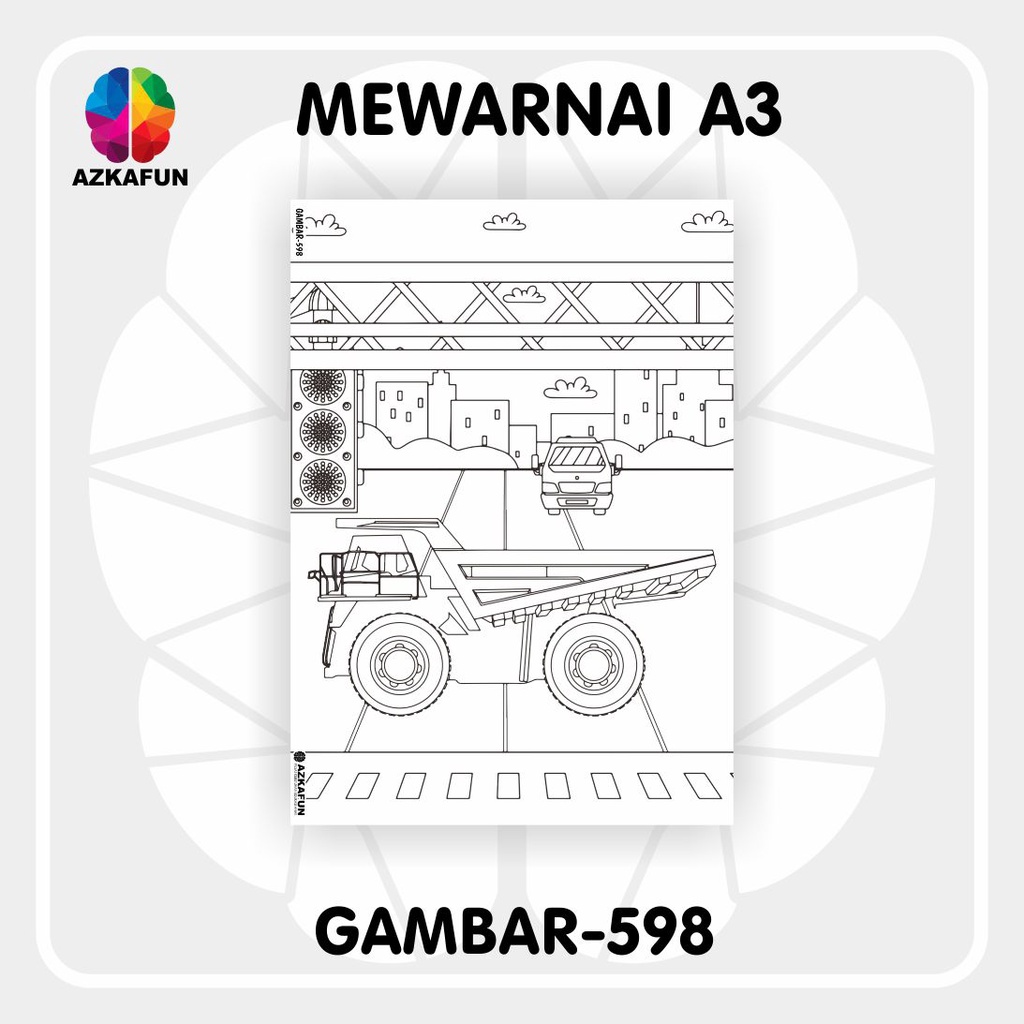 Jual Kertas Mewarnai A3 ALAT BERAT - Mewarnai kendaraan traktor ...