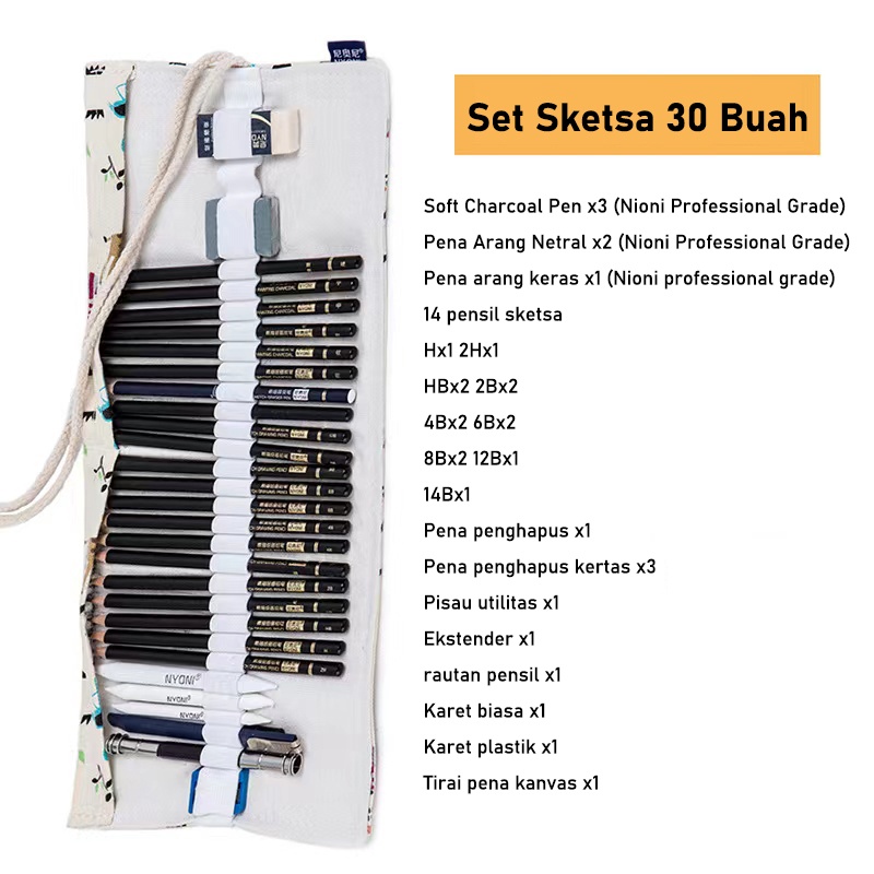 Jual 12 pcs Pensil gambar sketsa set lengkap 2H H F B HB 2B 3B 4B 5B 6B 7B 8B Charcoal Pensil ...