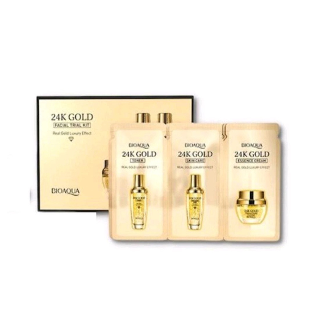 Jual BIOAQUA 24K GOLD SKIN CARE FACIAL TRIAL KIT SKINCARE PAKET TONER ...