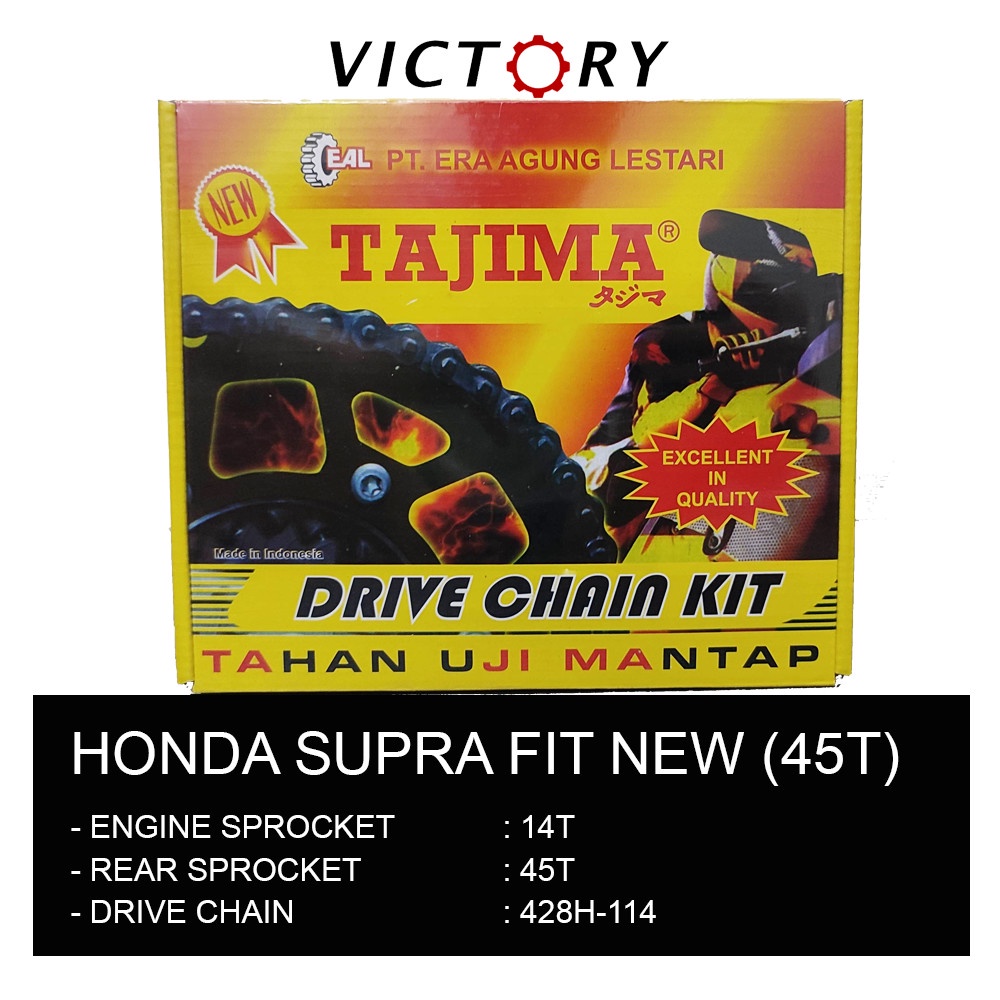 Jual Drive Chain Kit TAJIMA Honda Supra Fit New (45T) | Shopee Indonesia