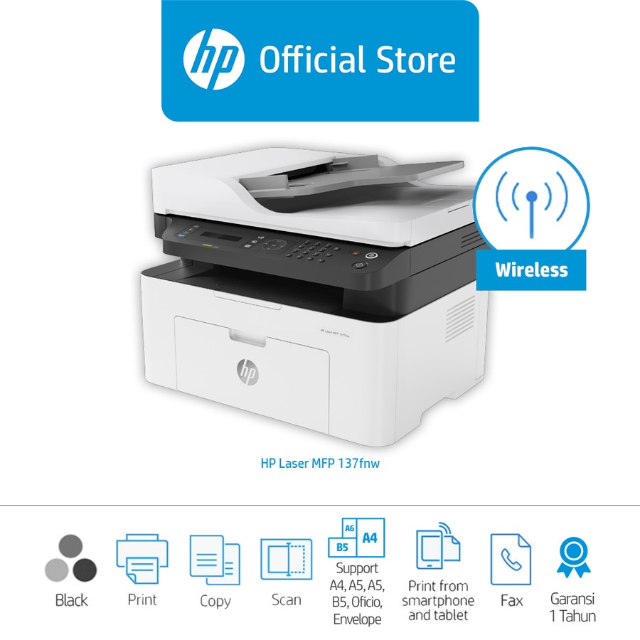 Jual PRINTER HP Laser MFP 137fnw PRINT SCAN COPY FAX WIFI LAN | Shopee ...