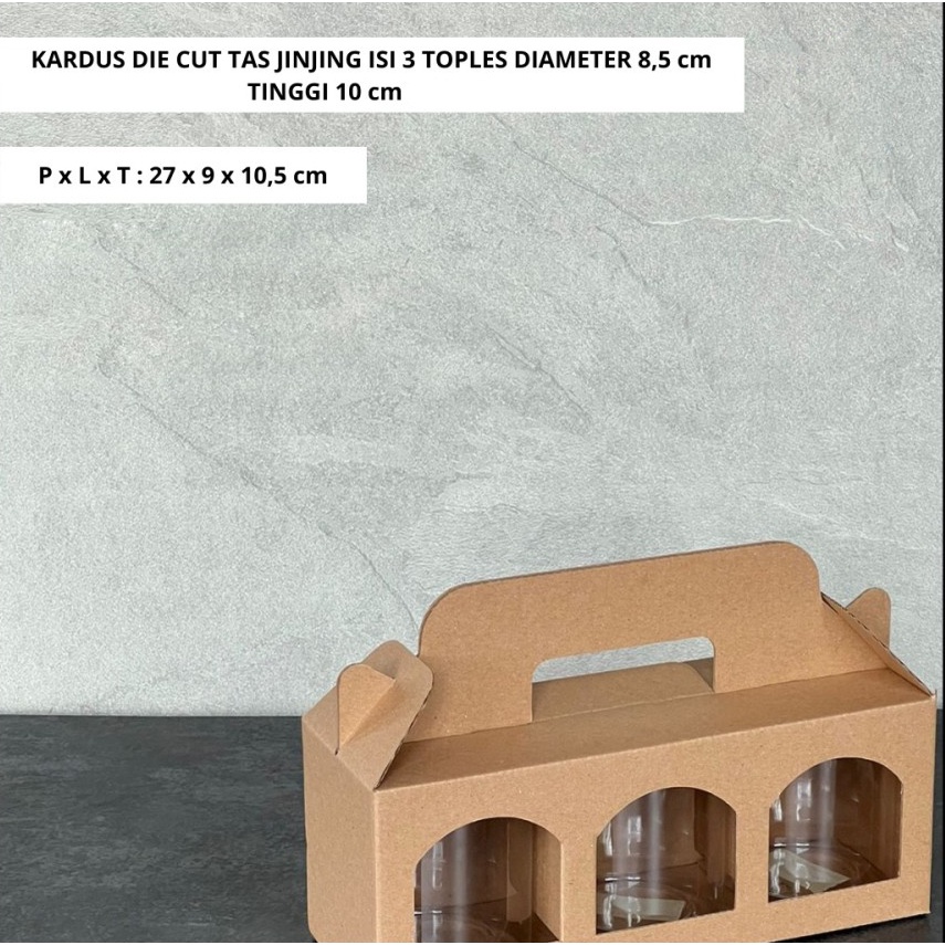 Jual Gable Box 3 Toples Jar 500 ml Dus Jinjing Ukuran 27 x 9 x 10,5 cm ...