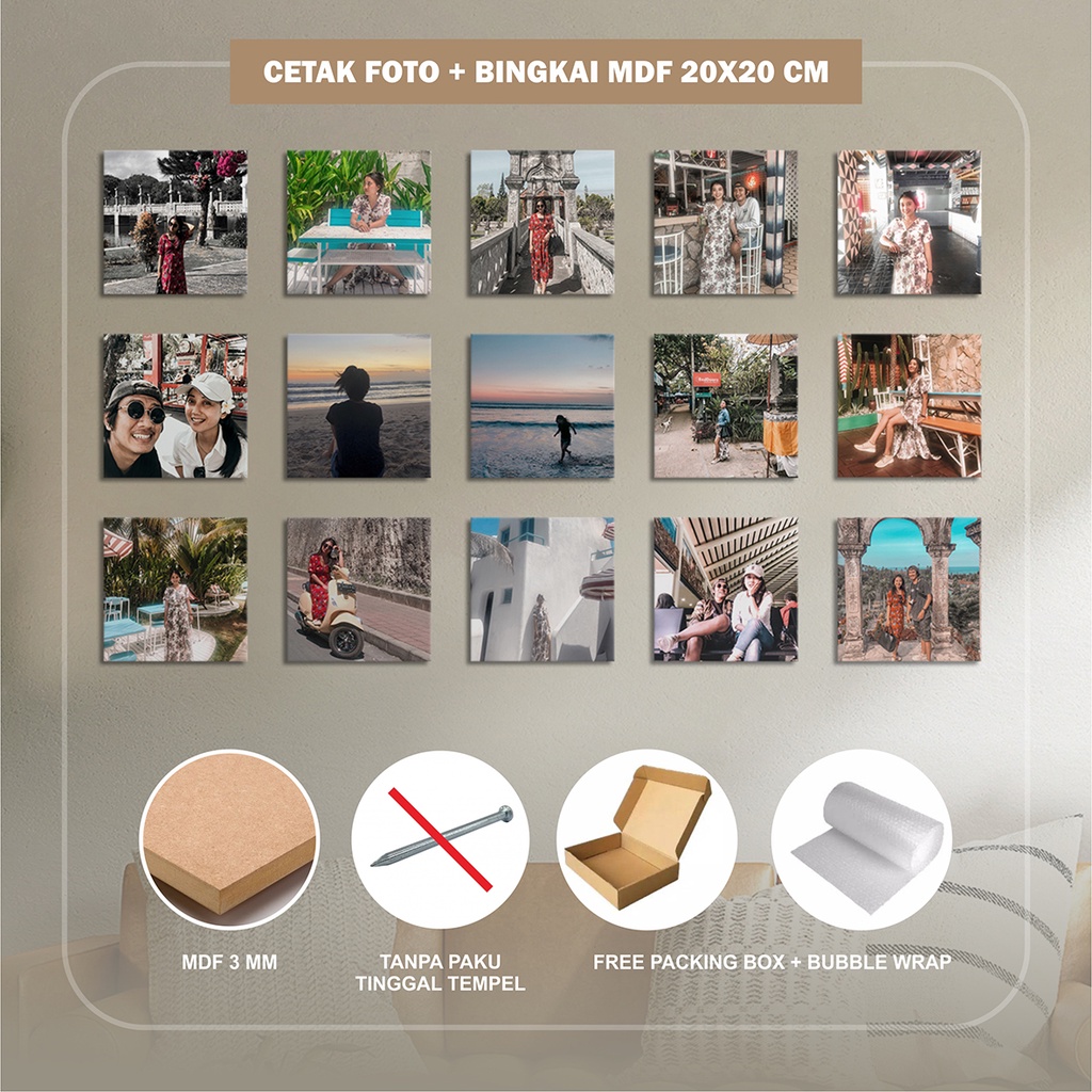 Jual Cetak Foto Bingkai Papan MDF 20x20 Cm | Shopee Indonesia