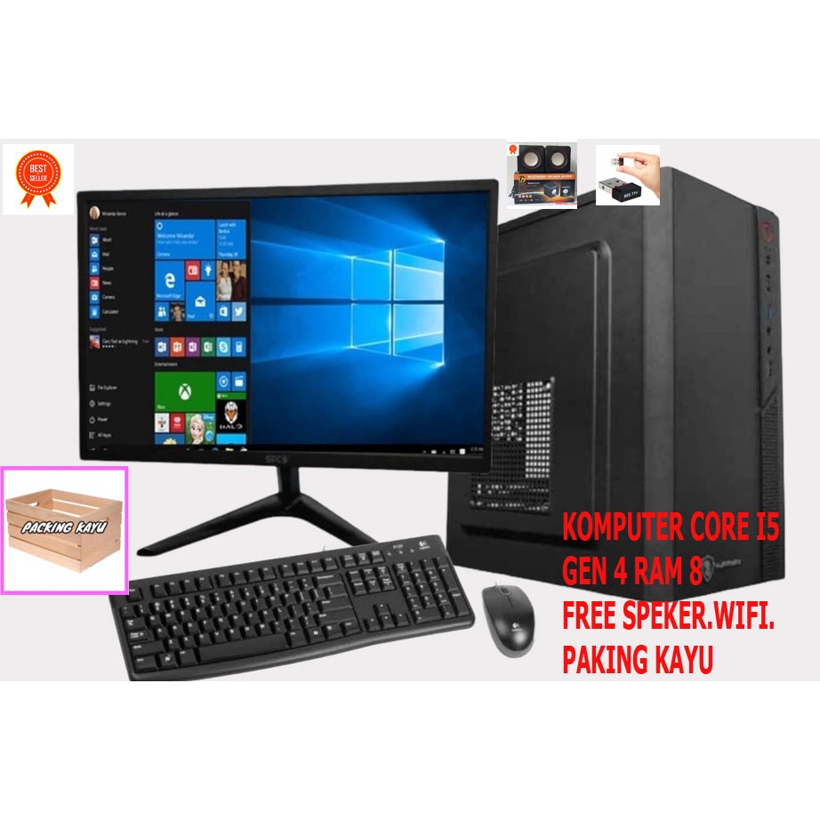 Jual komputer core i5 gen 4 full set ram 8 ssd 256 VGA CARD 2 GB free paking kayu siap pakai ...