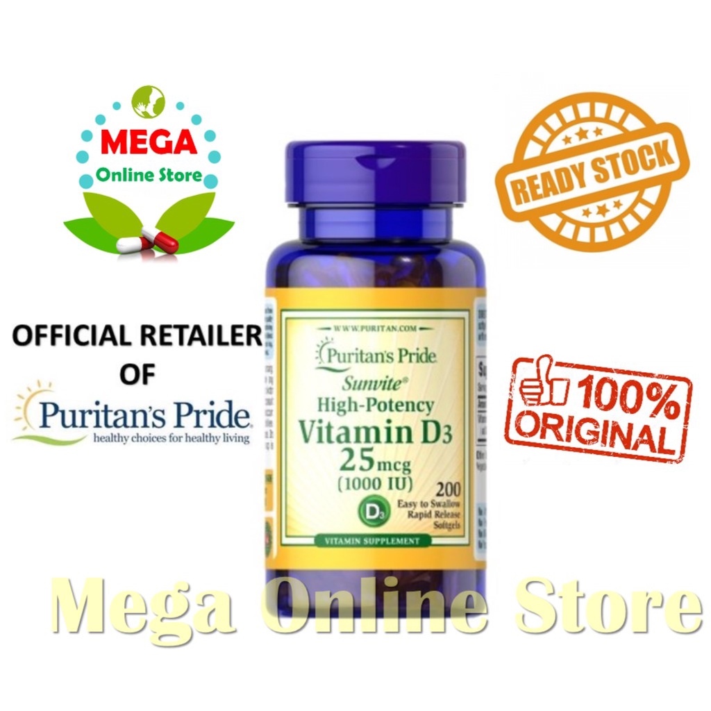 Jual Puritan Pride Vitamin D3 1000 IU - 200 Softgels | Shopee Indonesia