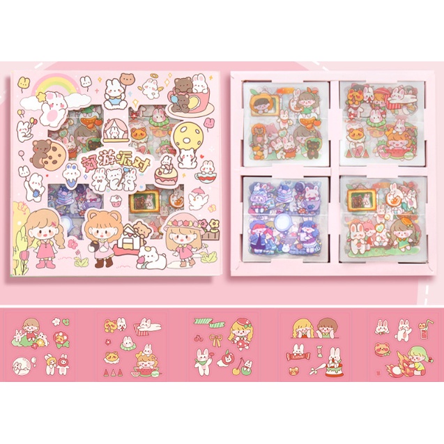 Jual Stickers BOX 100 lembar PVC deco / Sticker set aesthetic plastik ...