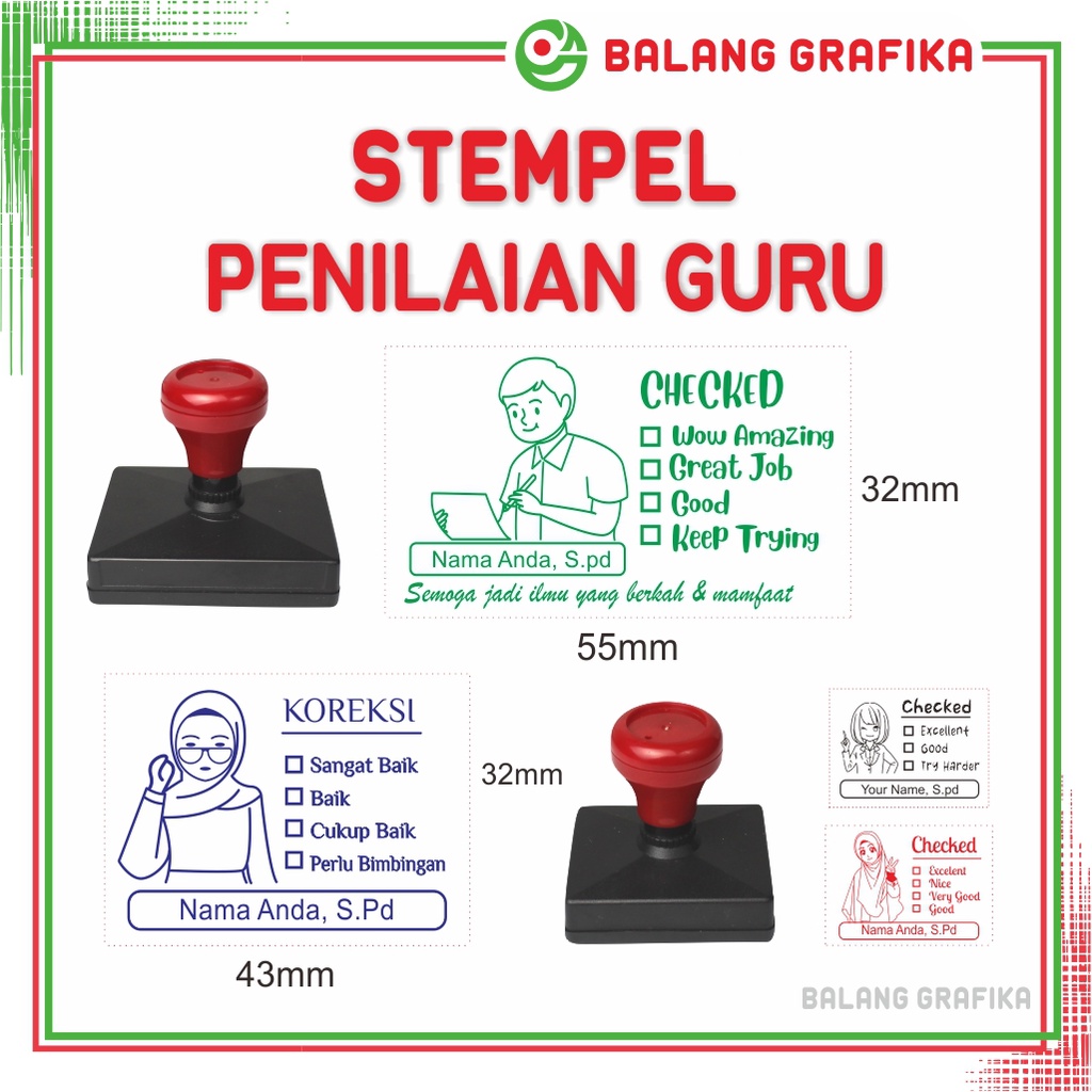 Jual Stempel Nilai Guru Cap Koreksi Stamp Checked Teacher Stampel ...