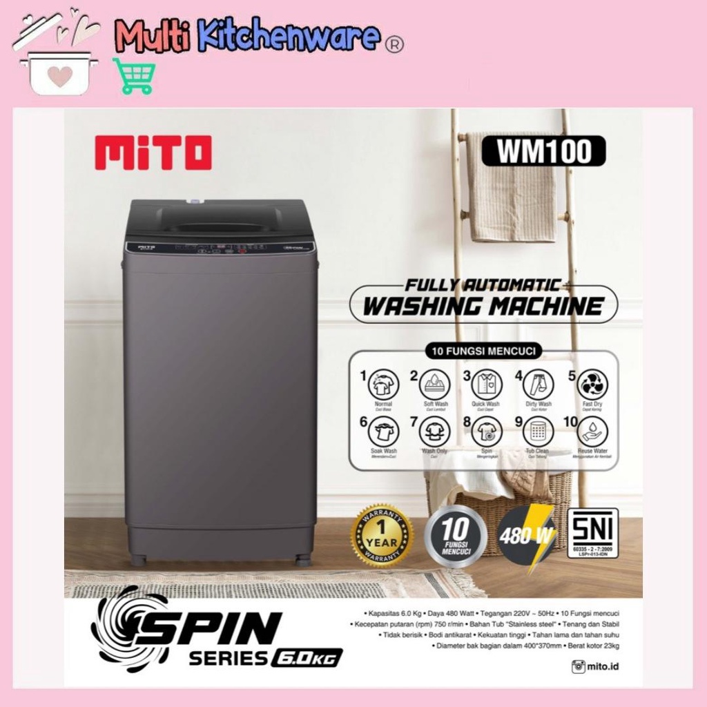 Jual MIto Mesin Cuci 1 Tabung Full Otomatis WM 100 Automatic Washing Machine | Shopee Indonesia