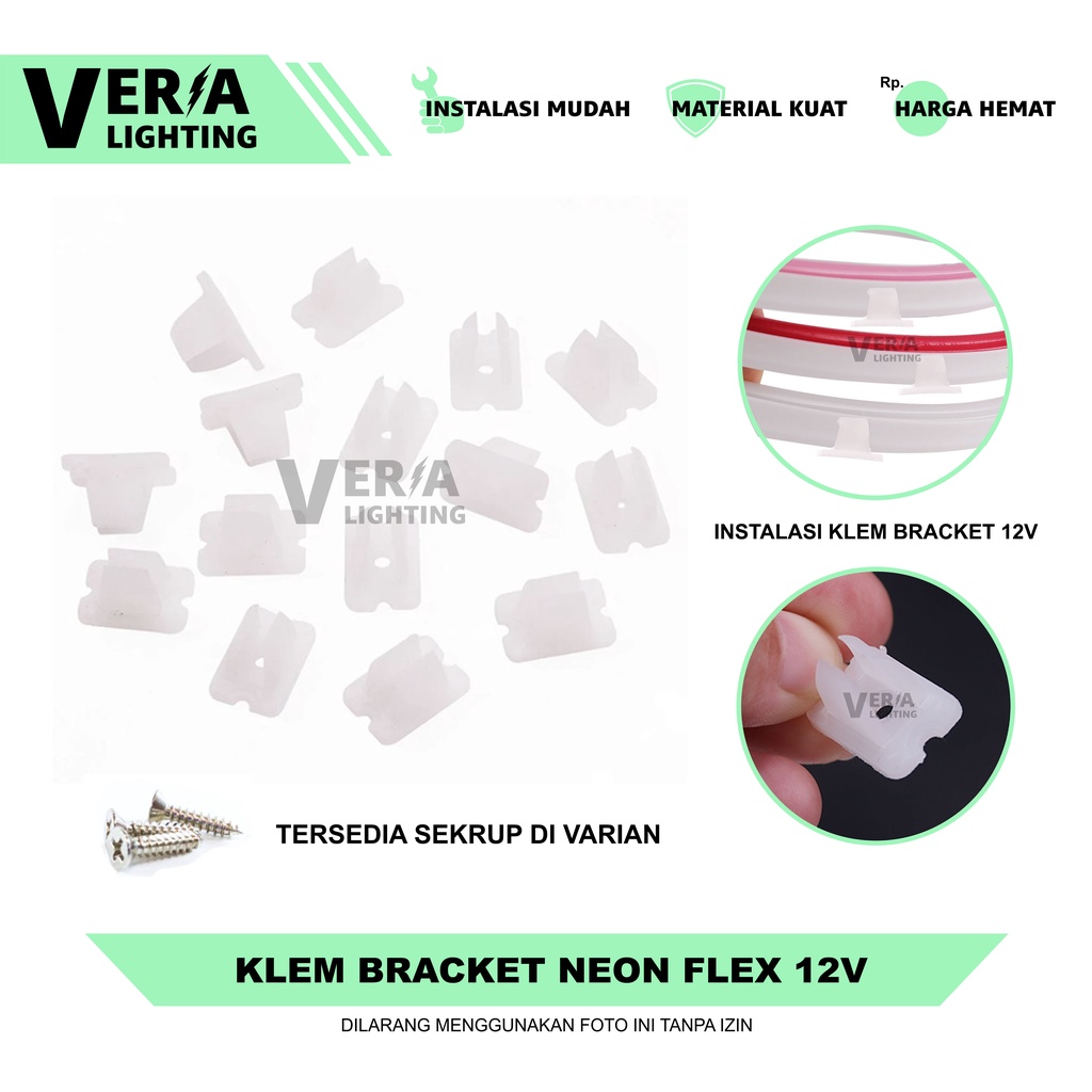 Jual Klem Lampu Neon Bracket LED Neon Flex Lampu Selang SMD DC 12V ...