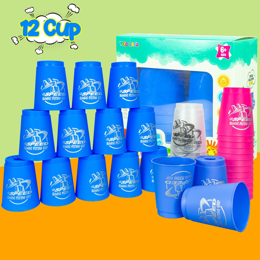 Jual Speed Magic Flying Cup Mainan Susun Gelas Piramida Sport Stack 12 Pcs Anak YG14 | Shopee ...
