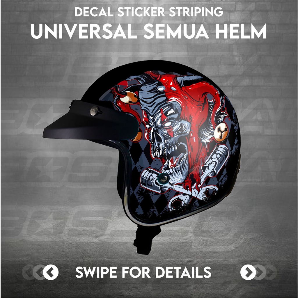 Jual STIKER HELM BOGO STRIPING UNIVERSAL FULL SET MOTIF SKULL V1 ...