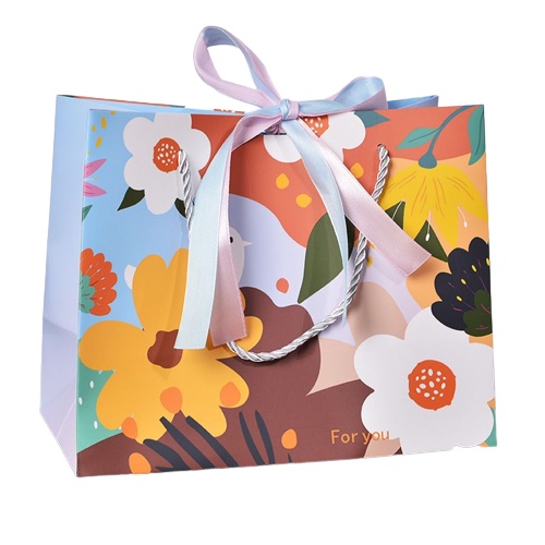 Jual Paper Bag Premium Biru Bunga + Pita Goodie Bag Tas Tebal Dus Gift ...