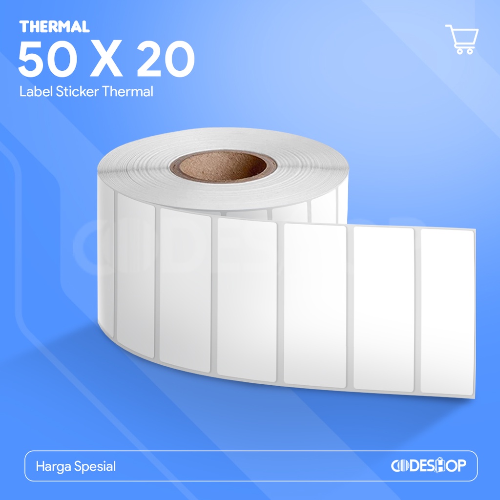 Jual LABEL STICKER KERTAS PRINTER BARCODE 50 X 20 MM - 1 LINE THERMAL ...