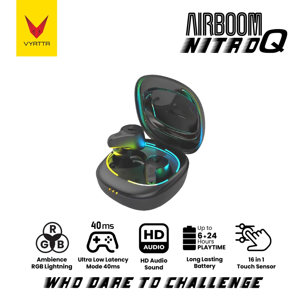 Jual VYATTA Airboom Nitro Q Tws Bluetooth Headset Gaming Mode 40 Ms Rgb ...