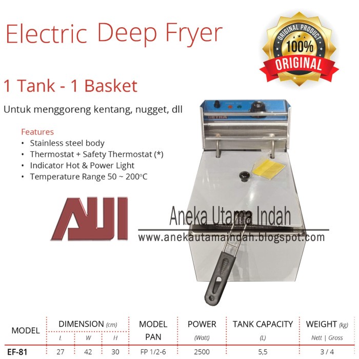 Jual [Fryer] Gea-Getra Electric Deep Fryer Ef-81 / Mesin Penggoreng ...