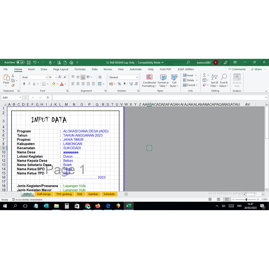 Jual Aplikasi RAB Desain Lapangan Voli Untuk Proyek Pembangunan Desa ...