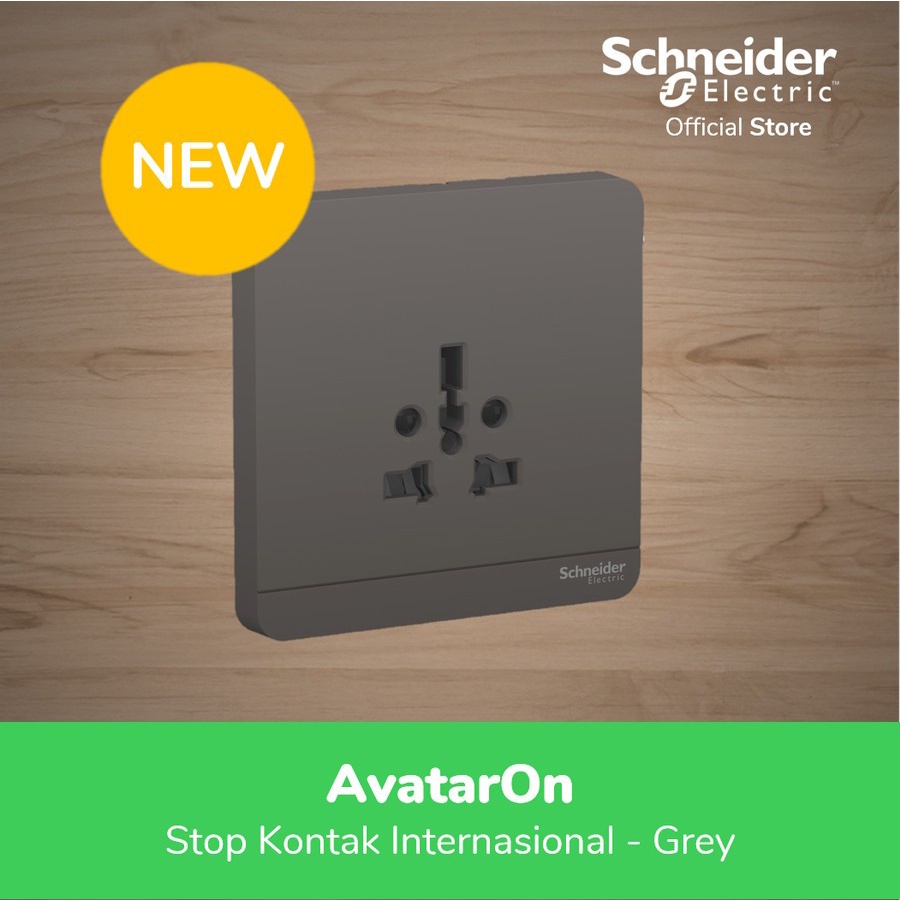 Jual E83426TS-DG Stop Kontak Internasional Dark Grey AvatarOn Schneider ...