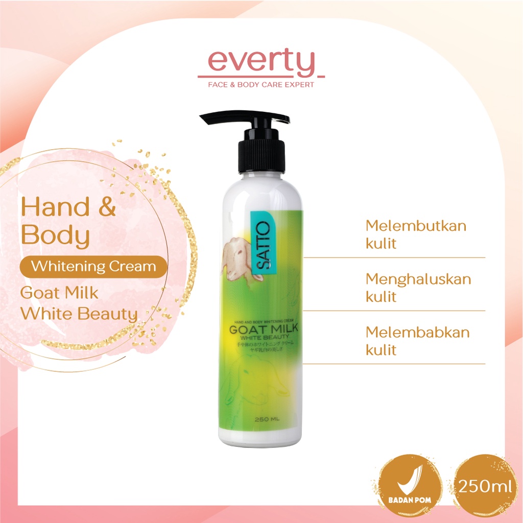 Jual Satto Hand and Body Whitening Cream Goat Milk White Beauty 250ML ...